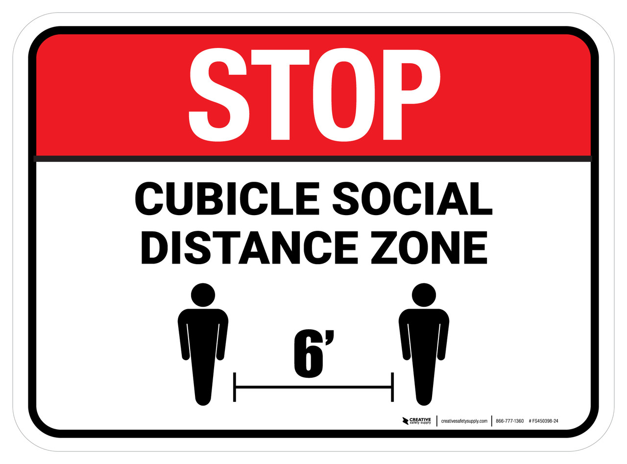 Stop: Cubicle Social Distance Zone Rectangle - Floor Sign