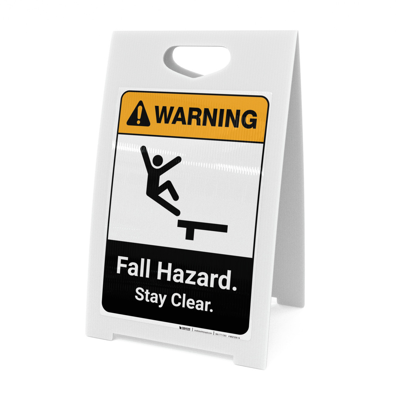 Warning: Fall Hazard Stay Clear with Graphic Portrait ANSI - A-Frame Sign