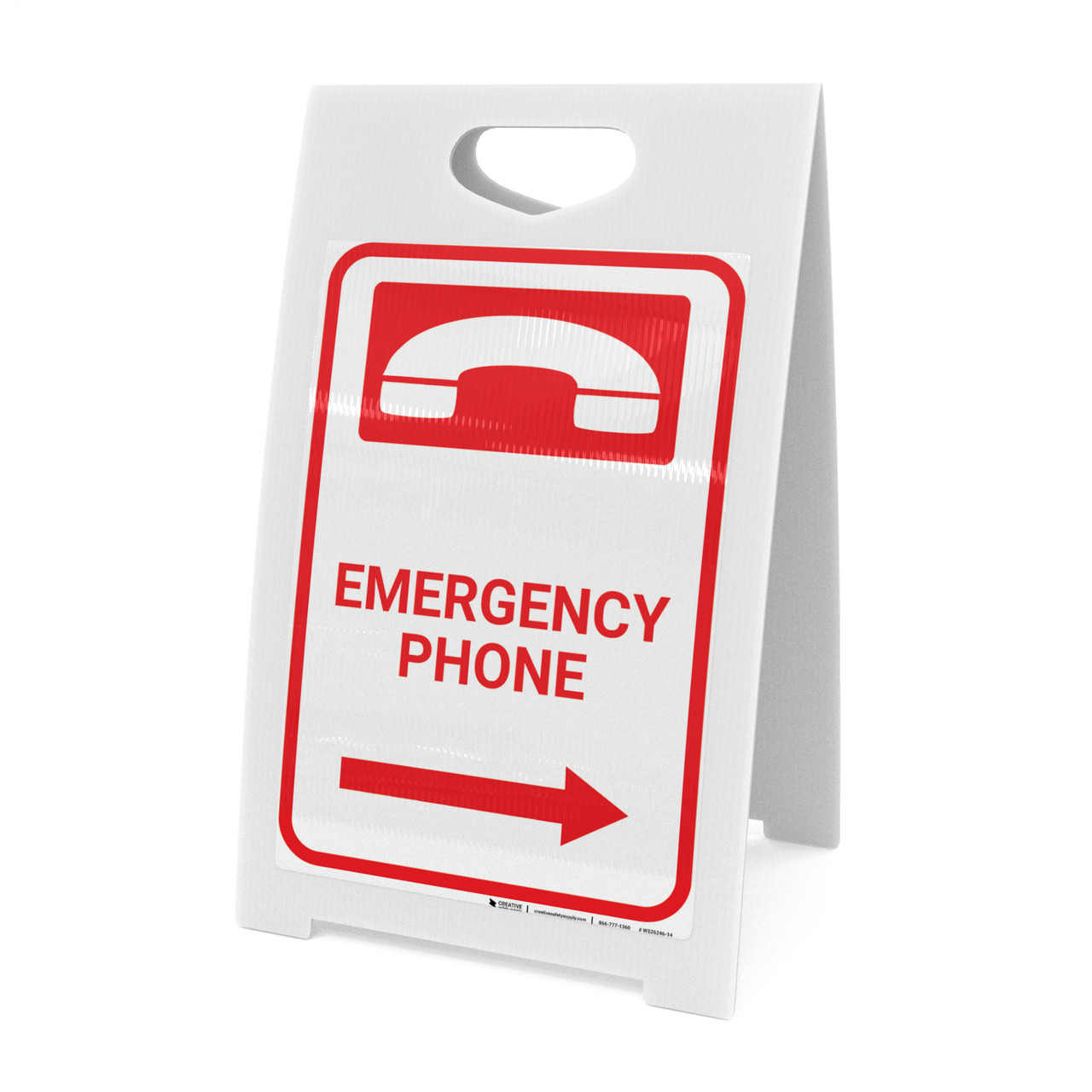 Emergency Phone with Icon and Right Arrow Portrait - A-Frame Sign ...
