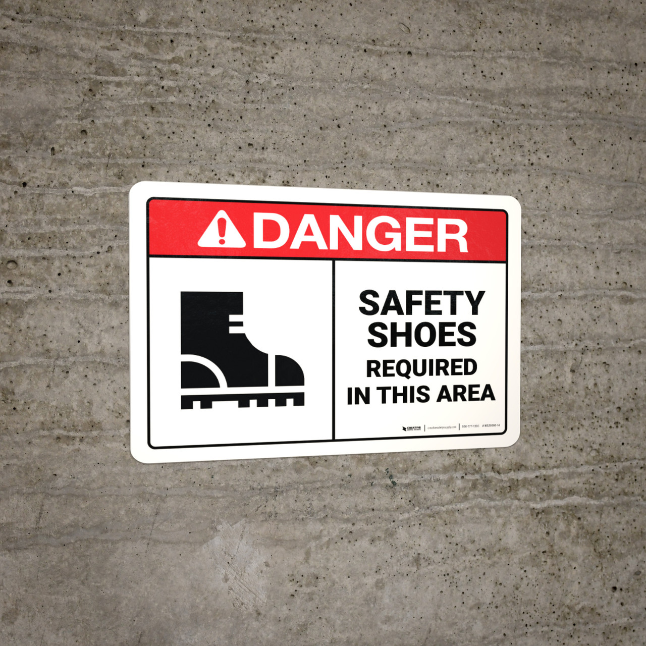 Danger: Ppe Safety Shoes Required ANSI - Wall Sign