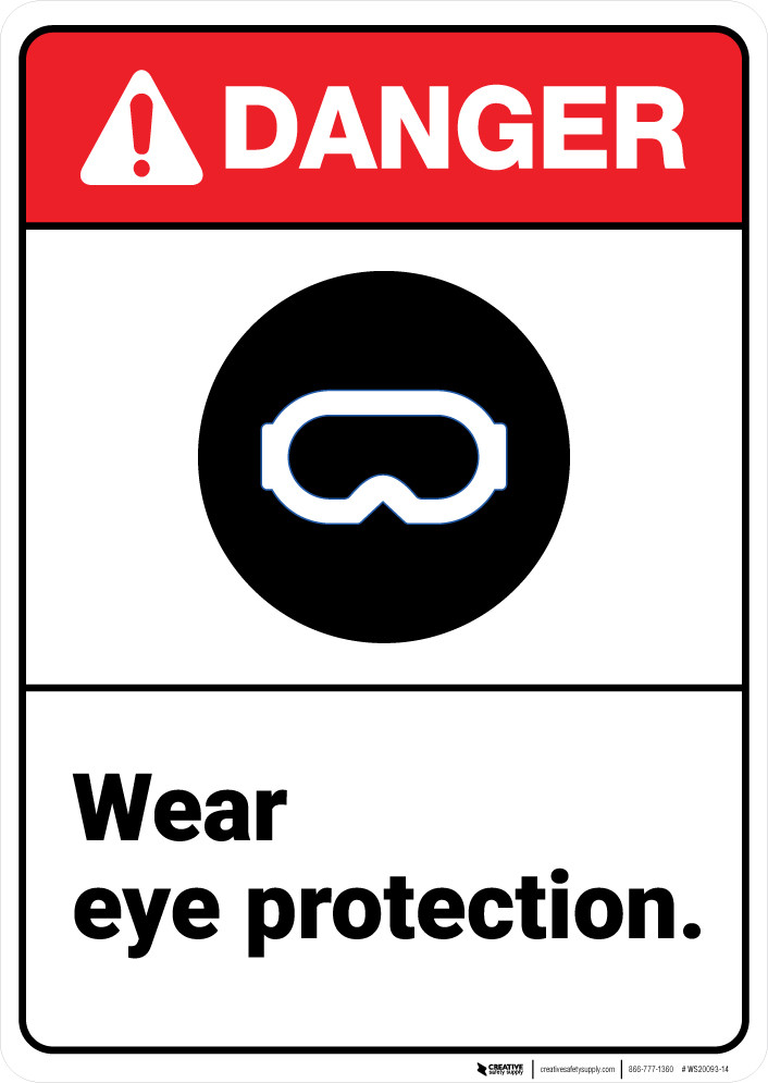 Danger: Ppe Wear Eye Protection ANSI - Wall Sign