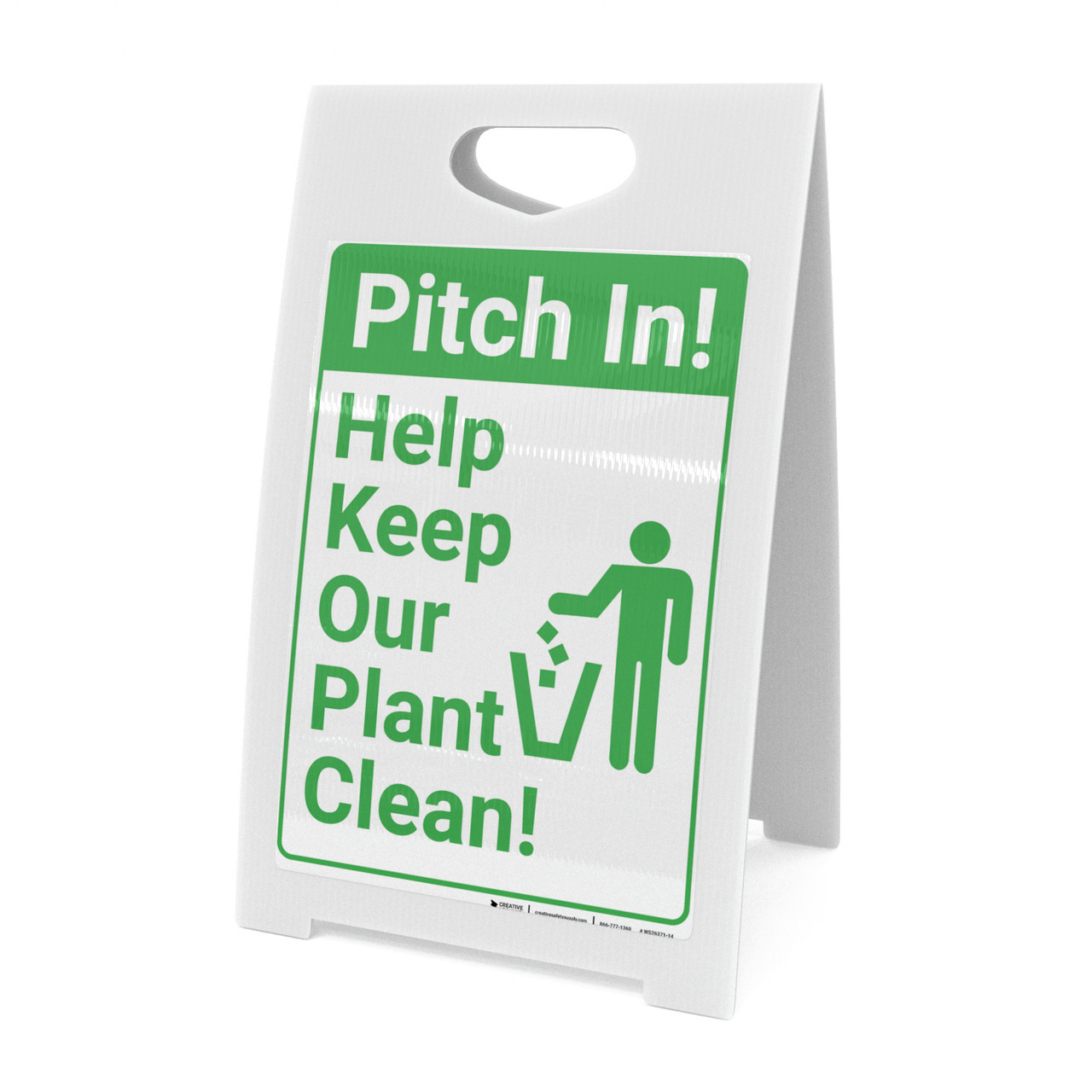 Pitch In Help Keep Our Plant Clean with Icon Portrait - A-Frame Sign ...