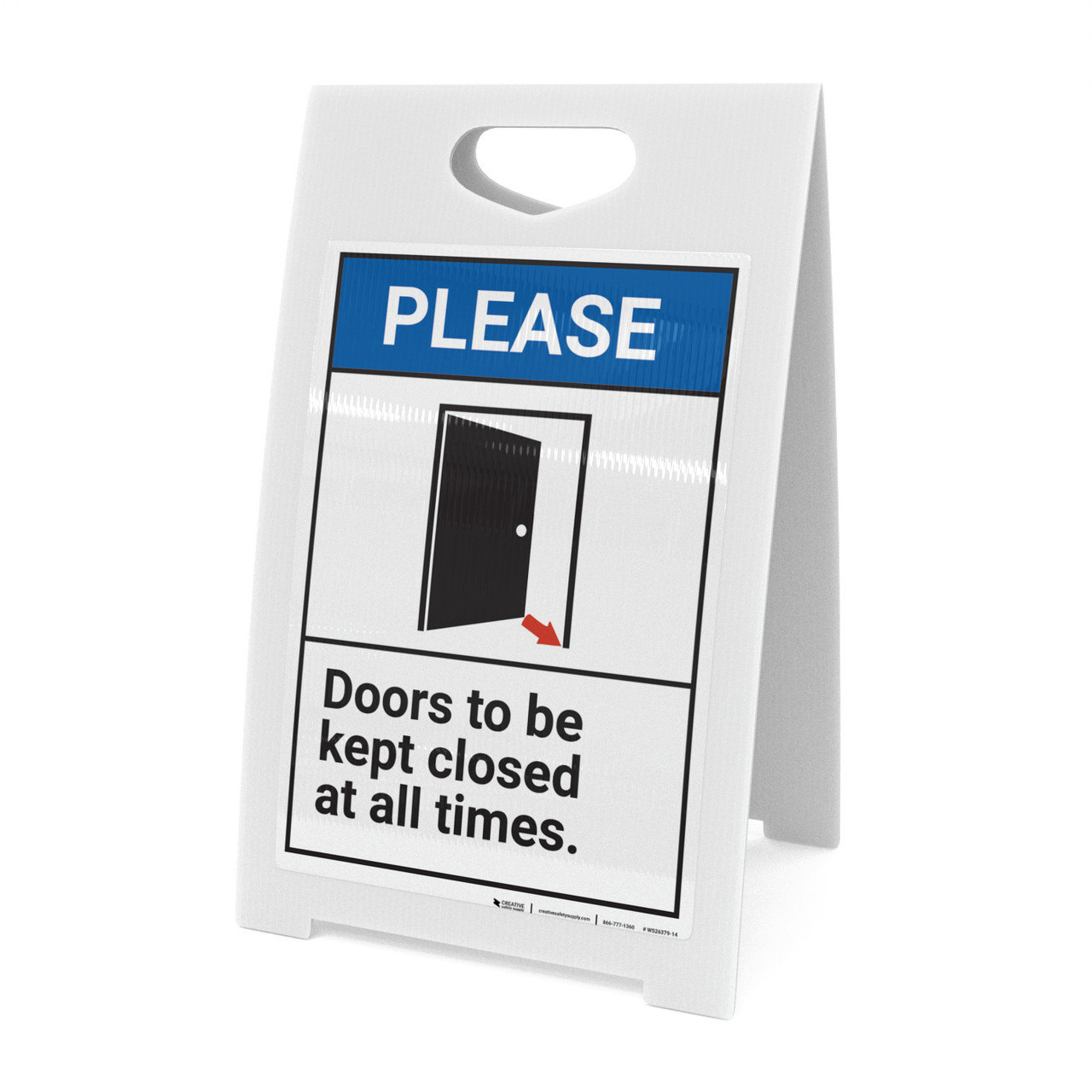 Please Doors Be Kept Closed All Times with Icon Portrait - A-Frame Sign