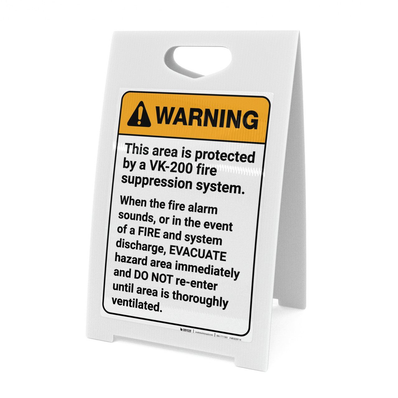 Warning: VK 200 Fire Supression System Portrait - A-Frame Sign