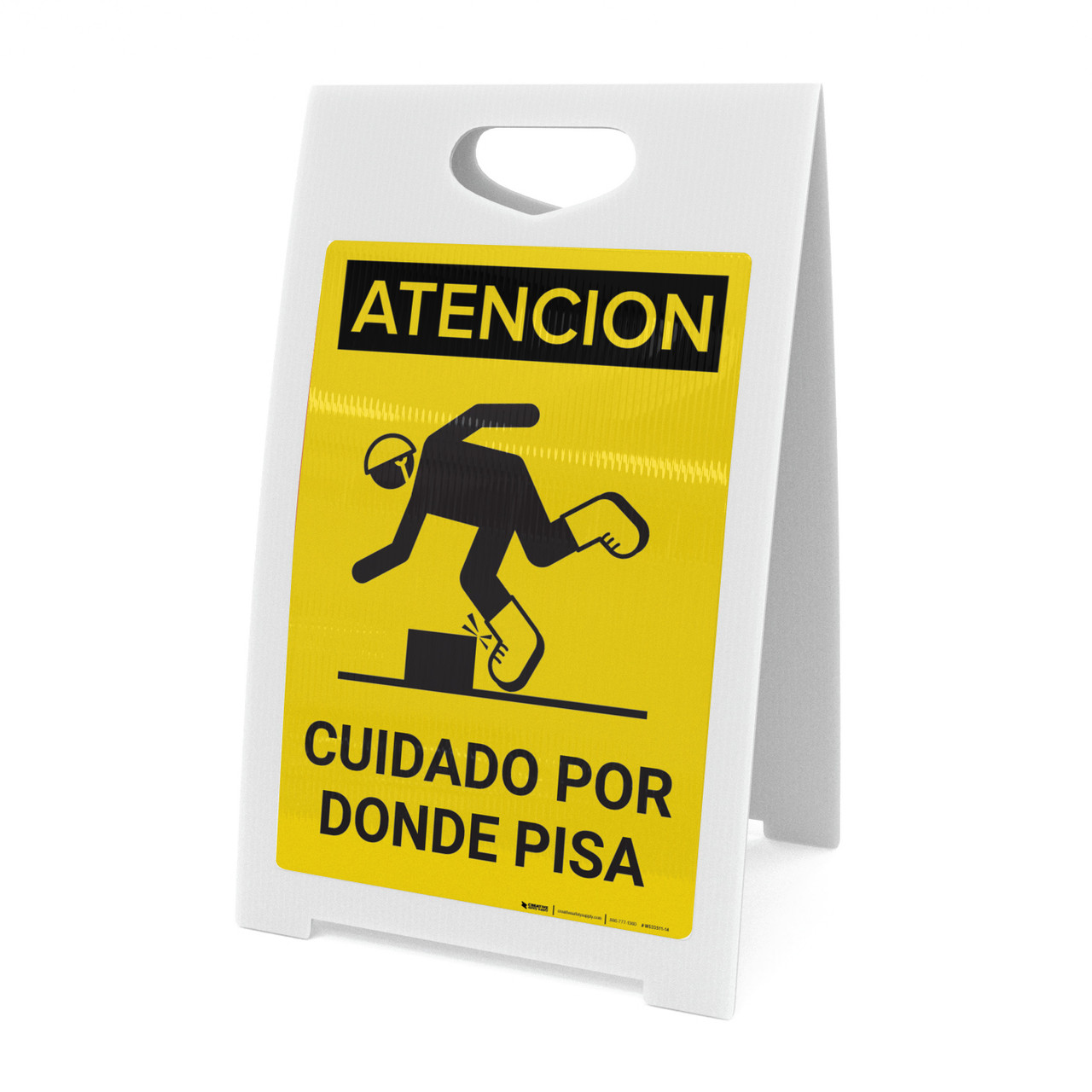 Caution: Watch Where You Step Spanish Portrait with Graphic - A-Frame ...