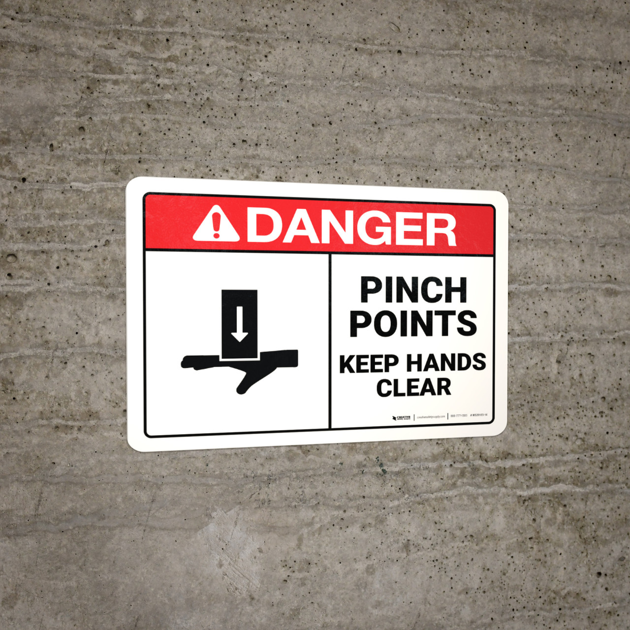 Danger: Warning Pinch Points Watch Hands ANSI - Wall Sign | Creative ...
