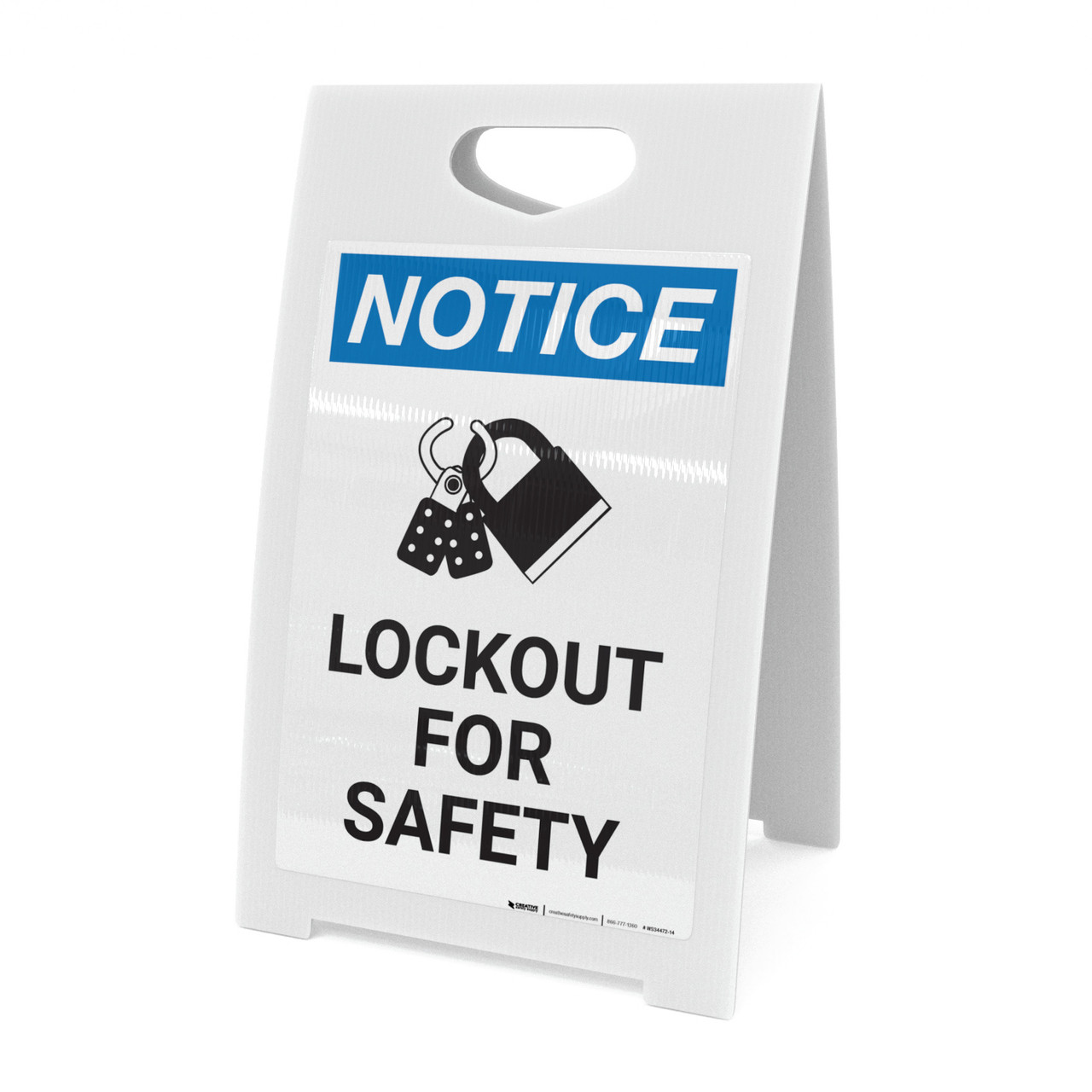 Notice: Lockout For Safety with Icon Portrait - A-Frame Sign
