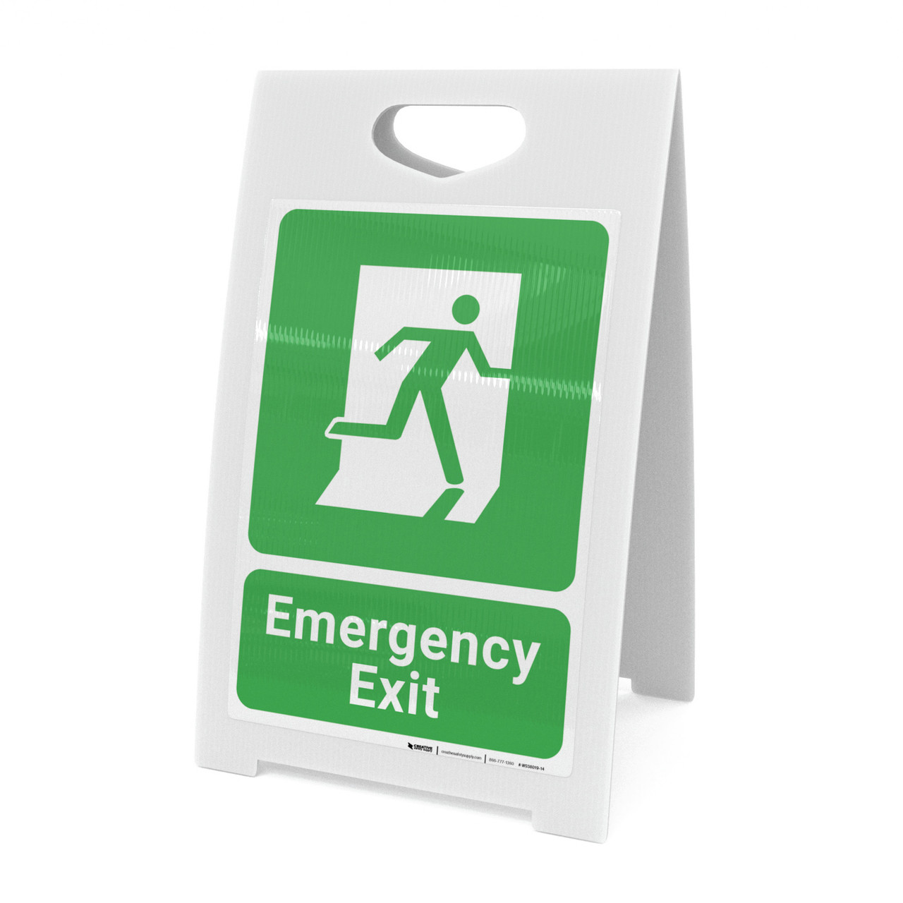 Emergency Exit with Icon Portrait - A-Frame Sign | Creative Safety Supply