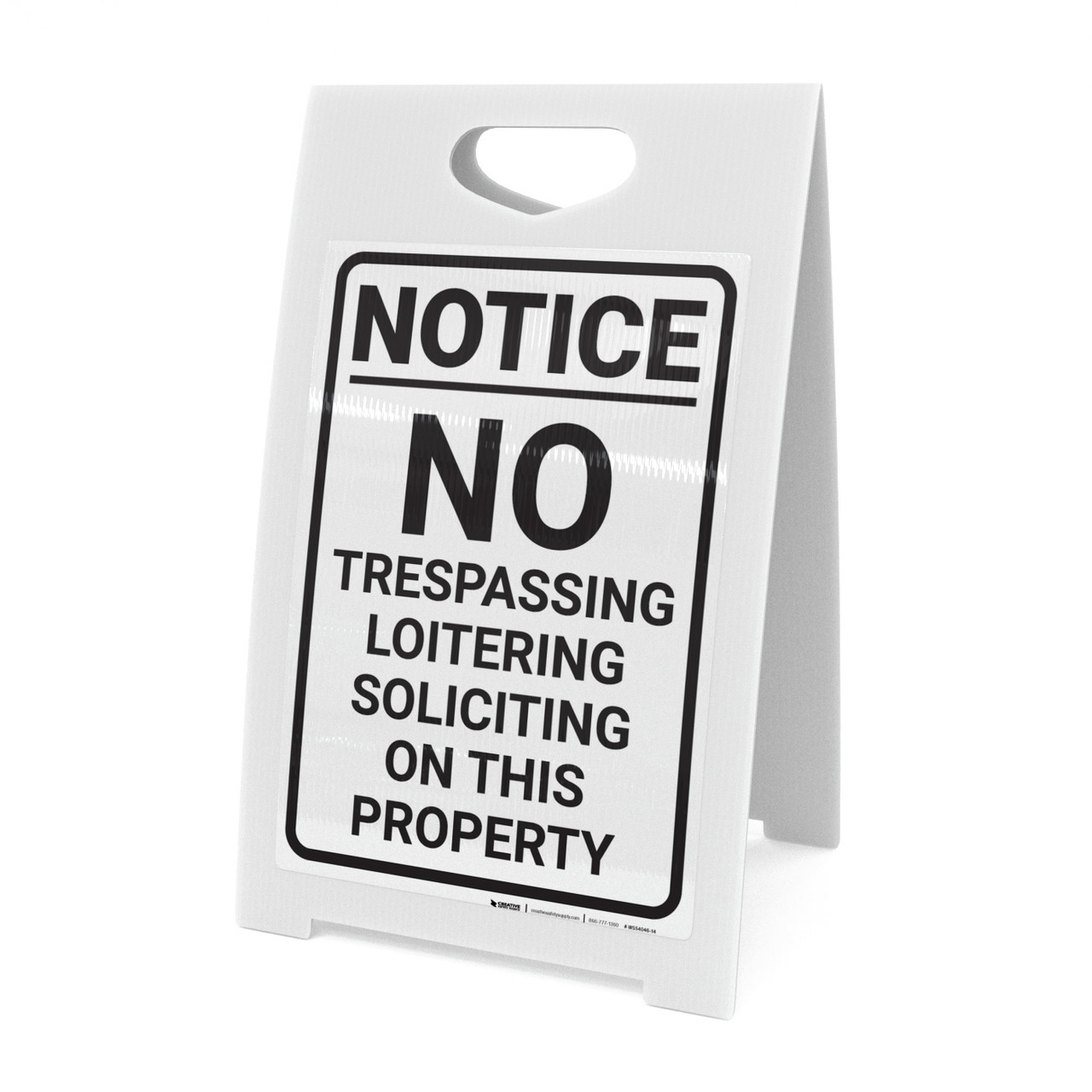 Notice No Trespassing Loitering Soliciting Portrait - A-Frame Sign ...
