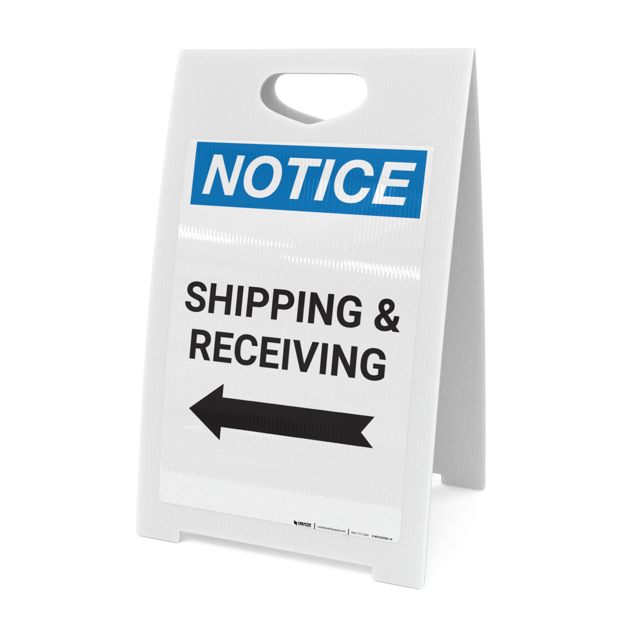 Notice: Shipping & Receiving with Left Arrow - Portrait A-Frame Sign ...