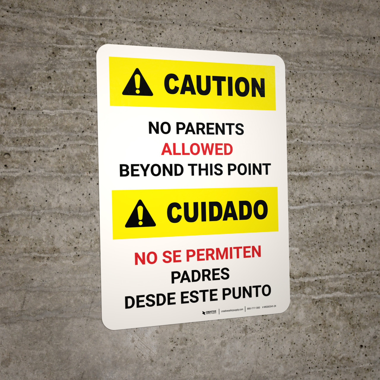 Caution: No Parents Beyond This Point Bilingual Spanish Portrait - Wall ...