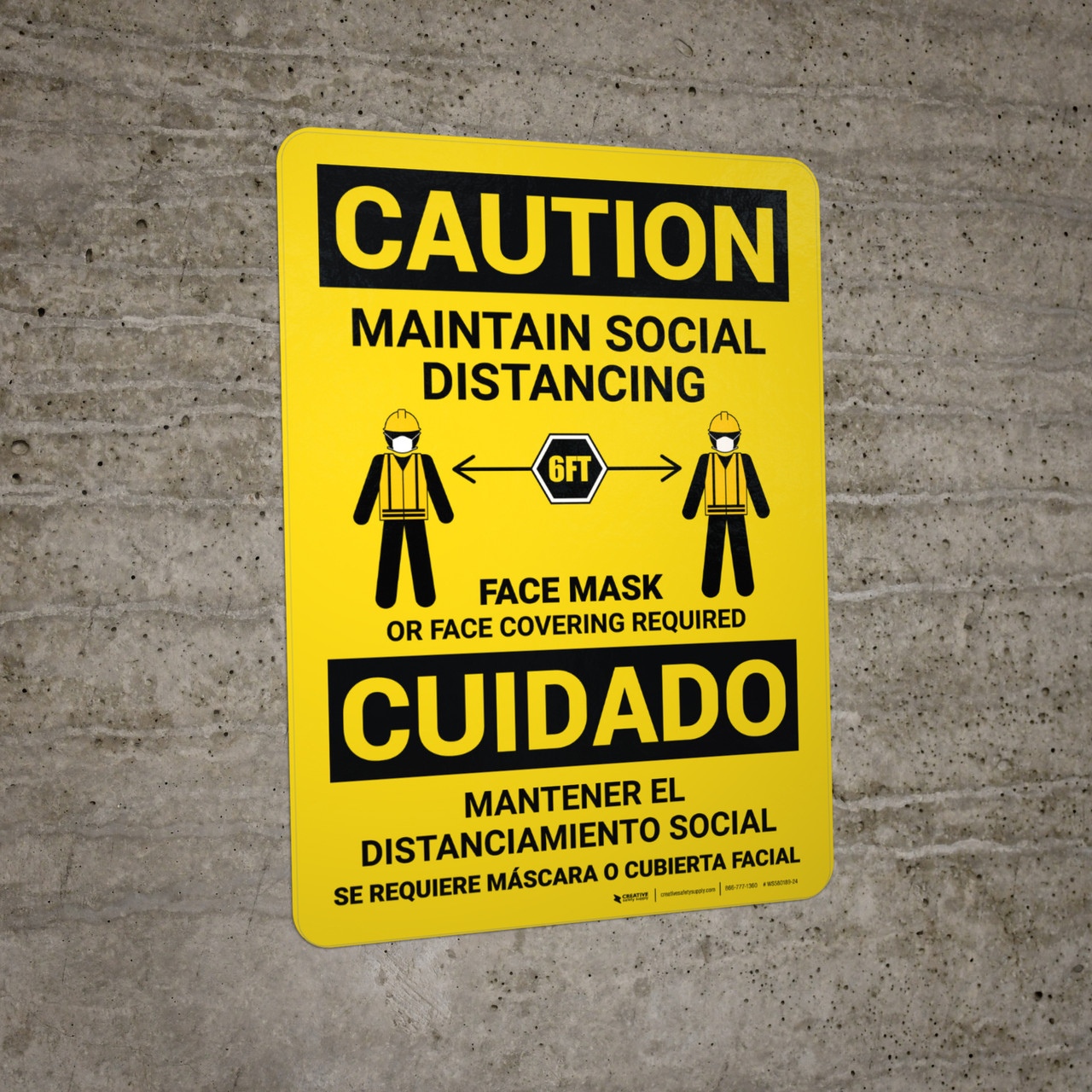 Caution: Maintain Social Distancing - Face Mask Required with Icons ...