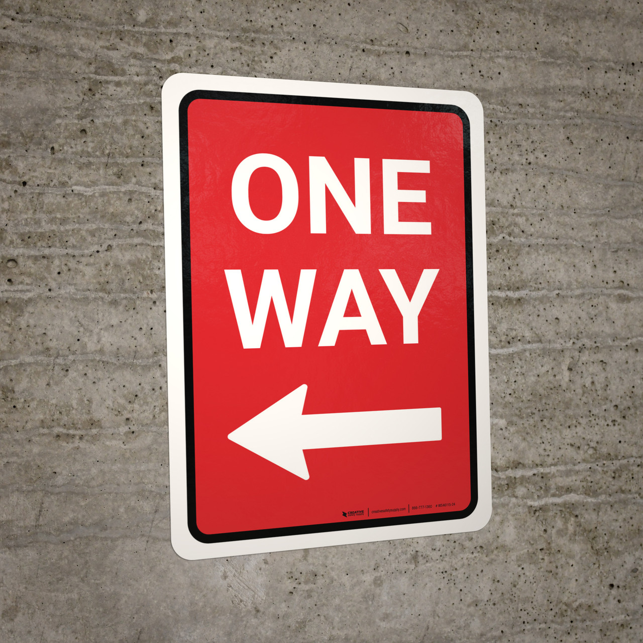 One Way (Red) Left Arrow Portrait - Wall Sign