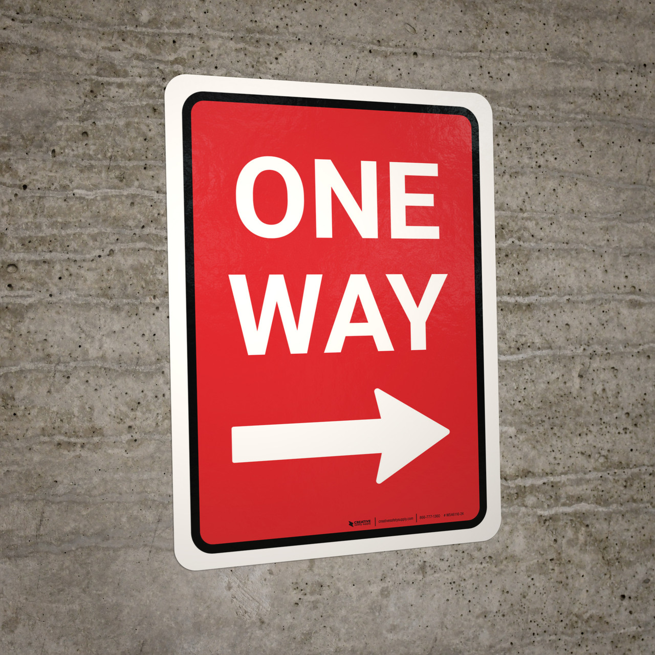 One Way (Red) Right Arrow Portrait - Wall Sign