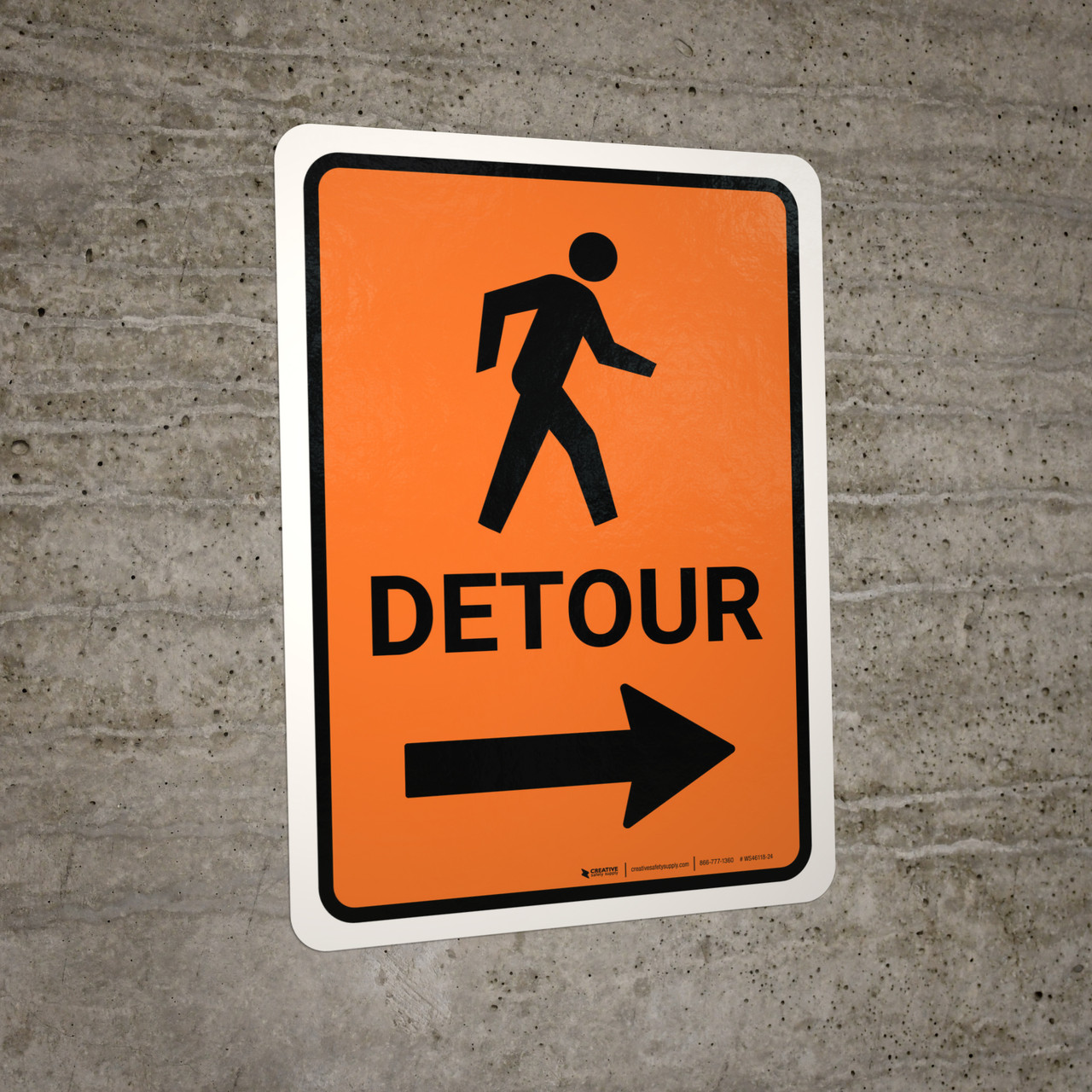 Pedestrian Detour Right Arrow Portrait - Wall Sign