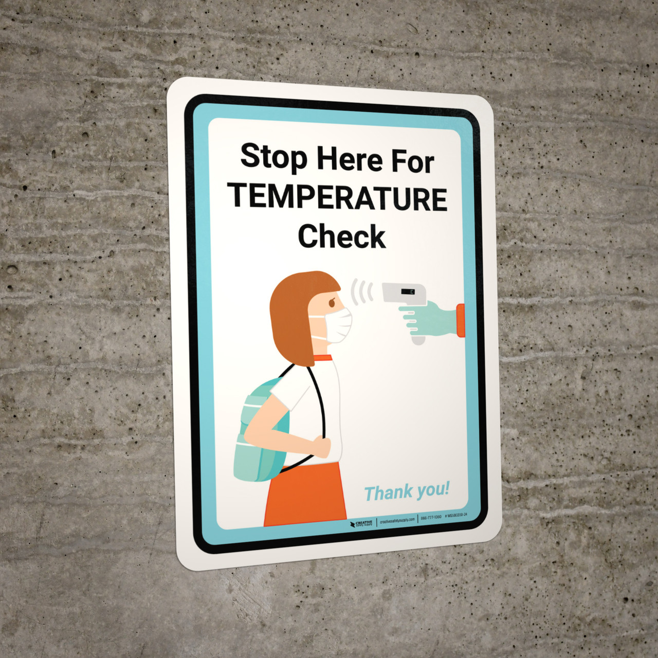 Stop Here For Temperature Check - Back to School Portrait - Wall Sign