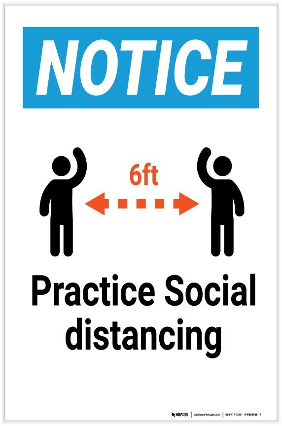 Notice: Practice Social Distancing - Label