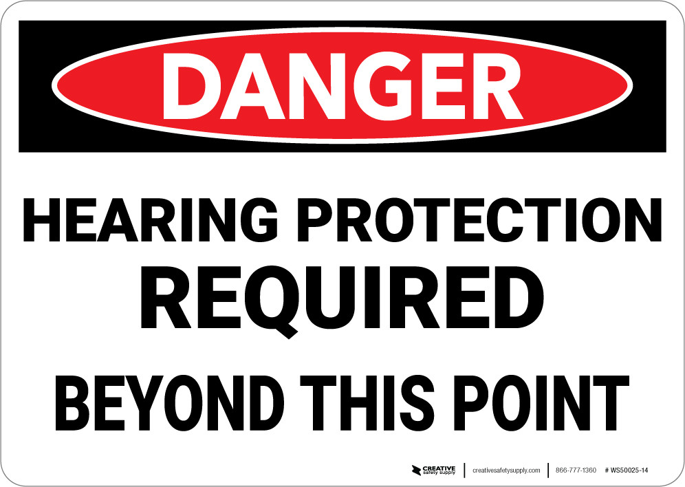 Danger: PPE Hearing Protection Required Beyond This Point - Wall Sign