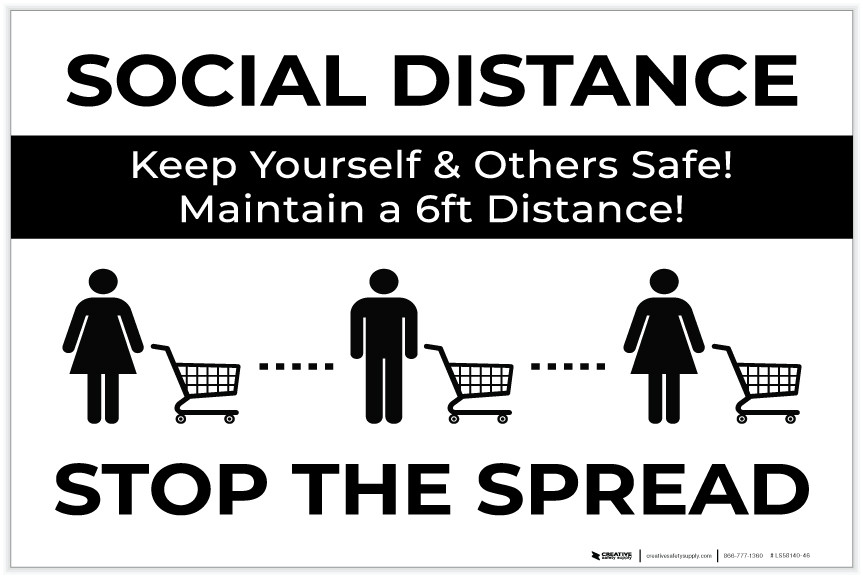 Social Distancing Keep Yourself & Others Safe with Icons Landscape - Label