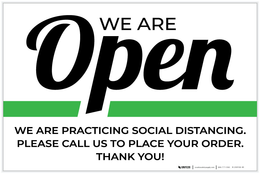 We Are Open Please Call To Order Landscape - Label