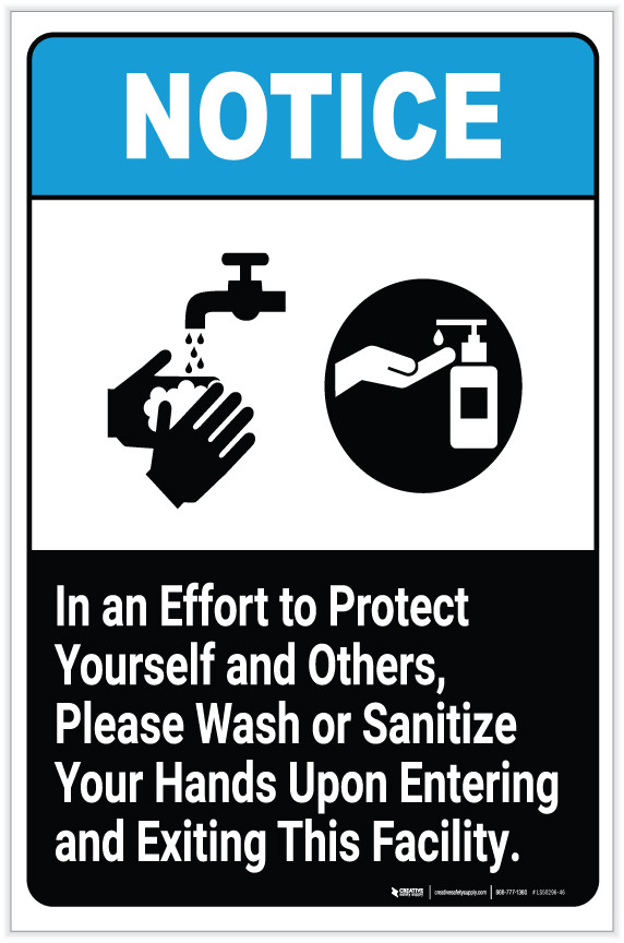 Please Wash or Sanitize Your Hands Upon Entering and Exiting This ...