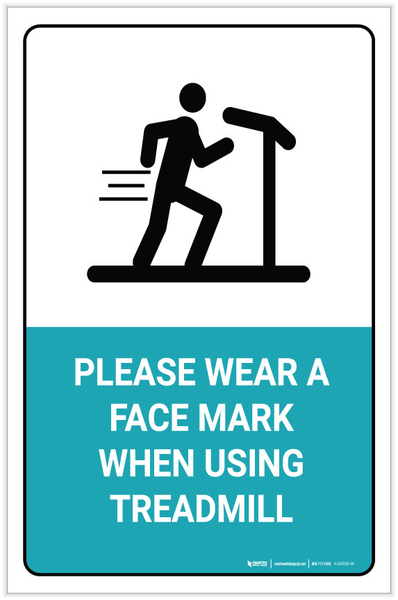 Please Wear a Face Mark When Using Treadmill - Label