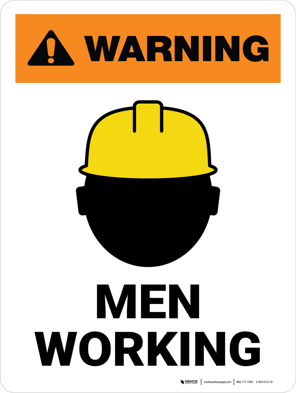 Warning: Men Working with Icon Portrait - Wall Sign
