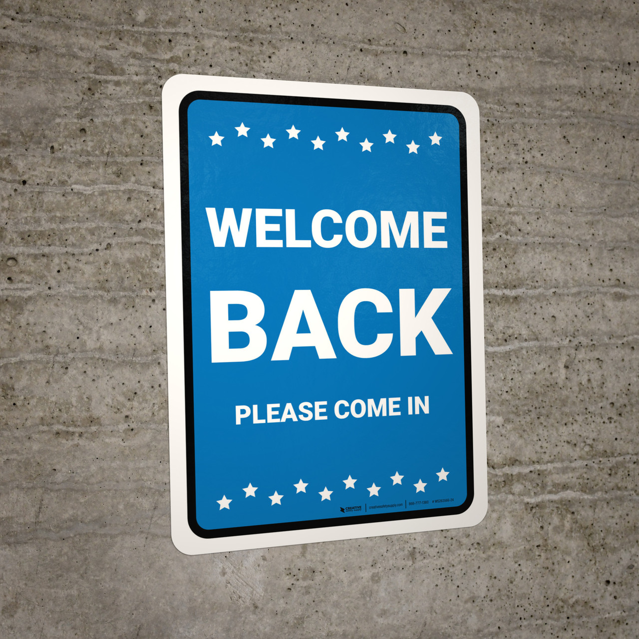 Welcome Back, Please Come In with Icons Portrait - Wall Sign