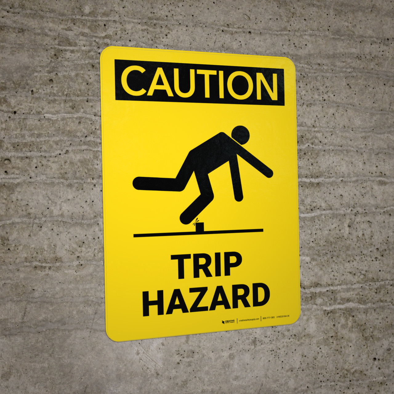 Caution: Trip Hazard with Icon Portrait - Wall Sign