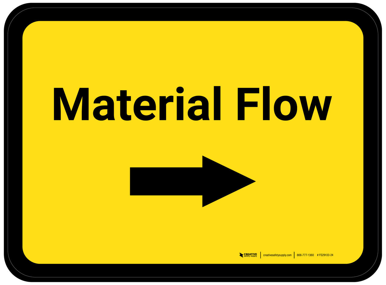 Material Flow - Yellow Right Arrow Rectangle - Floor Sign