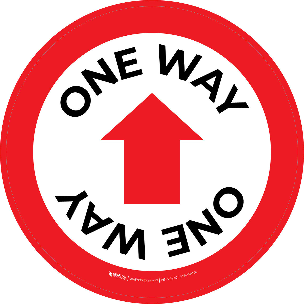 One Way with Arrow Red Circle - Floor Sign