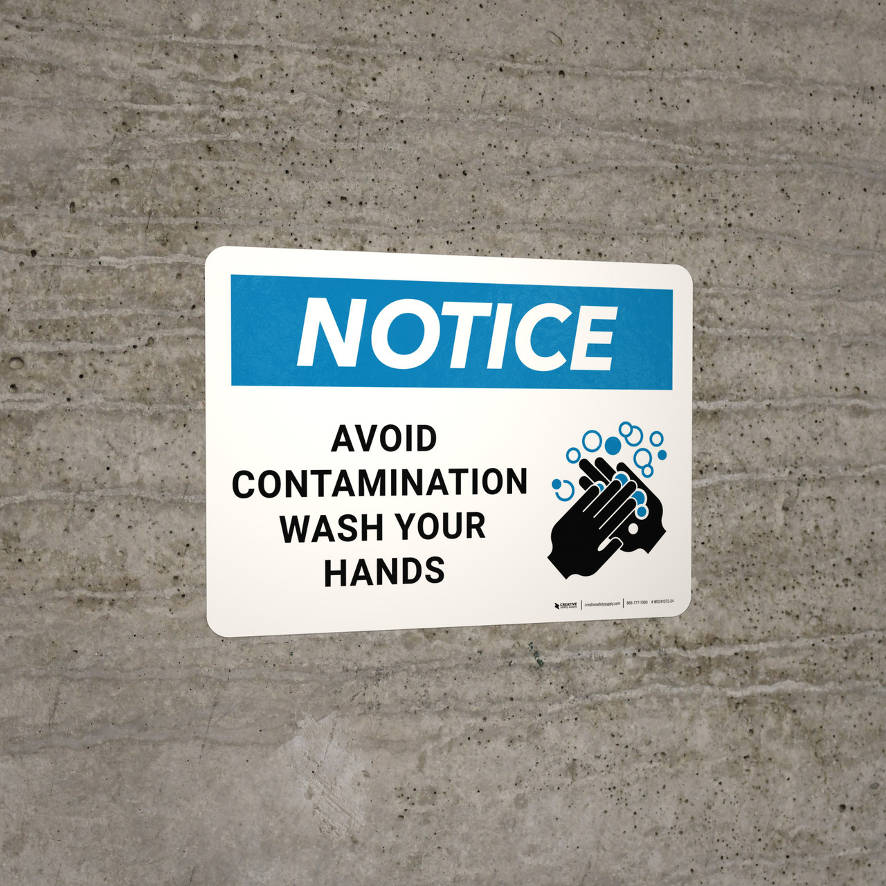 Notice: Avoid Contamination Wash Your Hands with Icon Landscape - Wall Sign