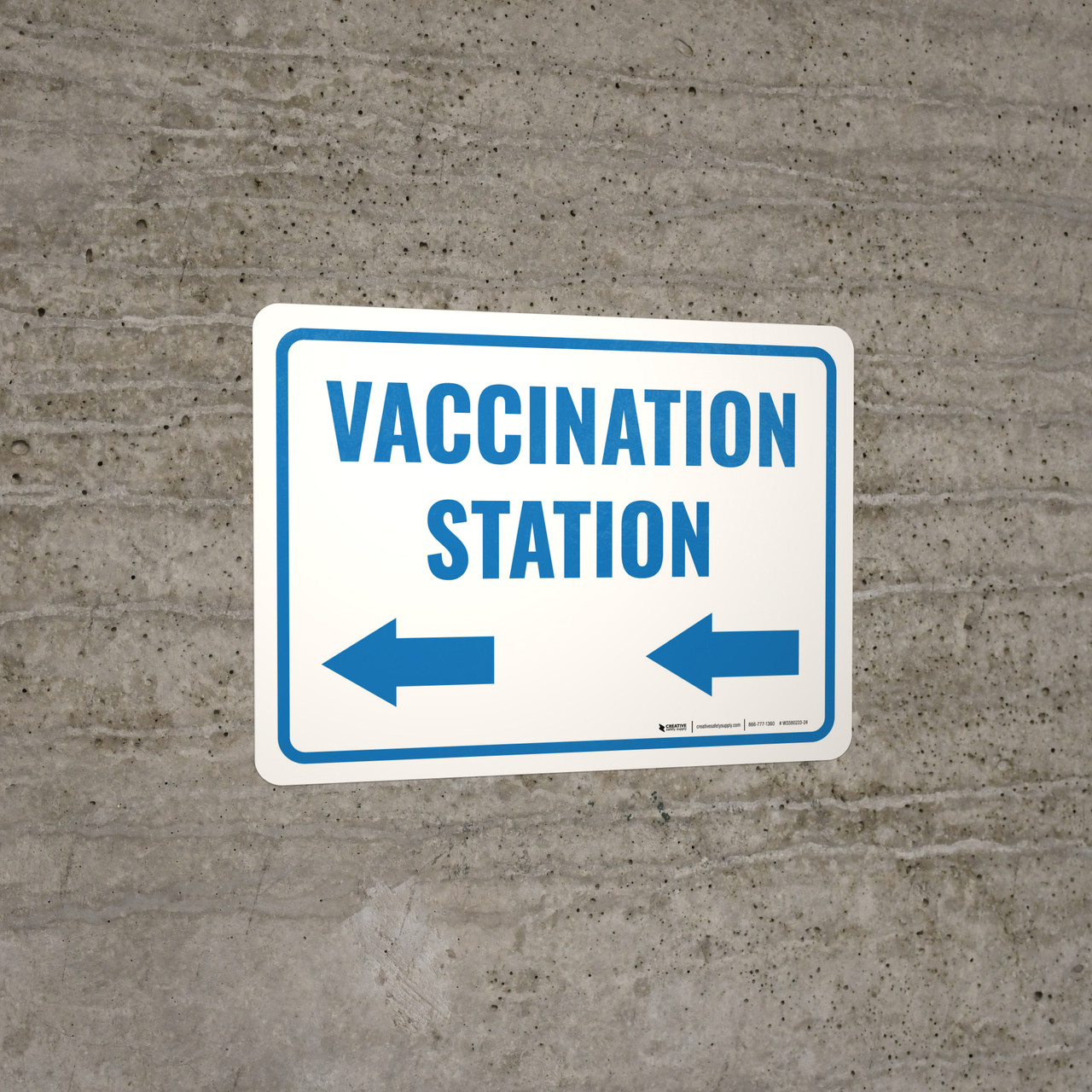 Vaccination Station Two Arrows Left Landscape - Wall Sign