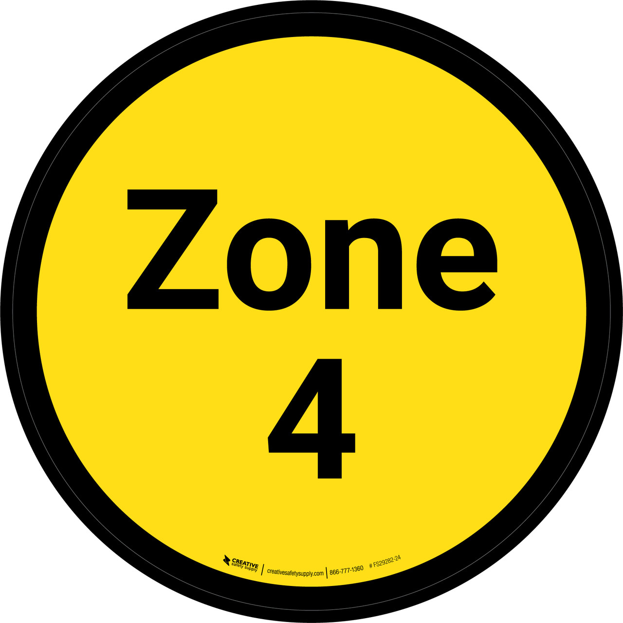 Zone 4 - Yellow Circle - Floor sign | Creative Safety Supply