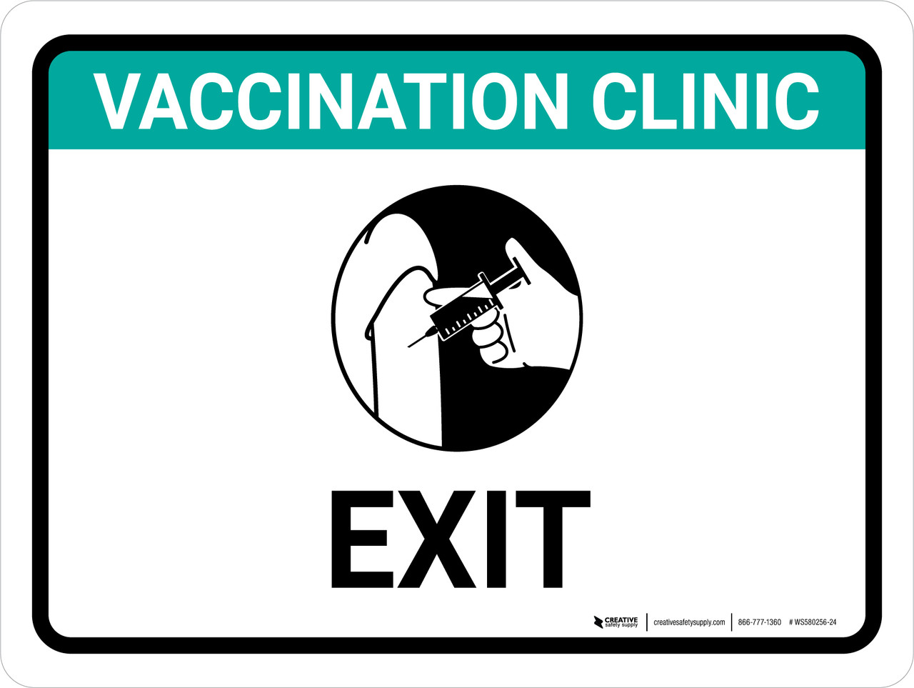 Vaccination Clinic: Exit Green Landscape - Wall Sign