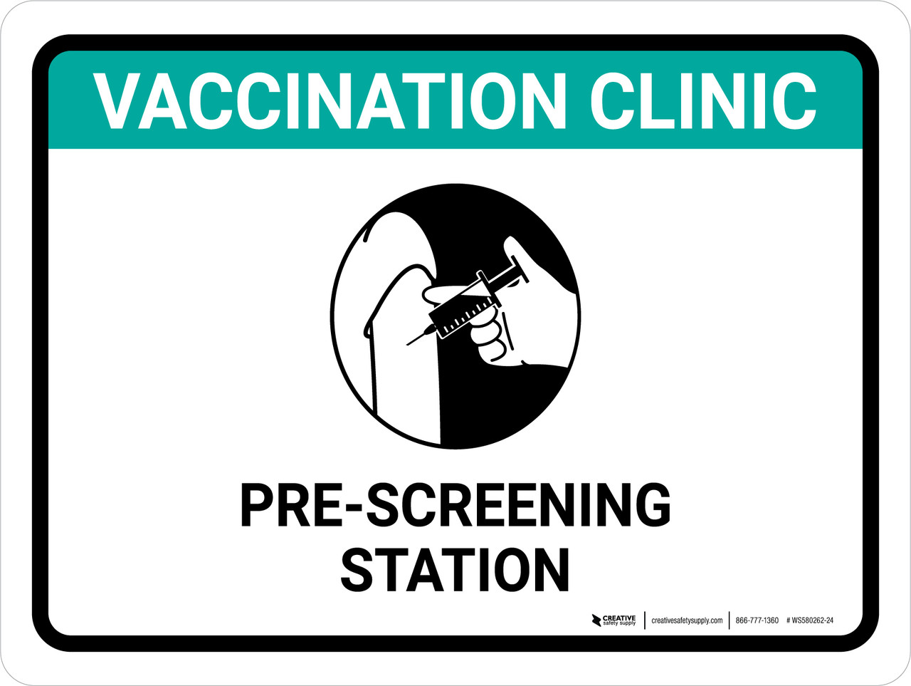 Vaccination Clinic: Pre-Screening Station Green Landscape - Wall Sign