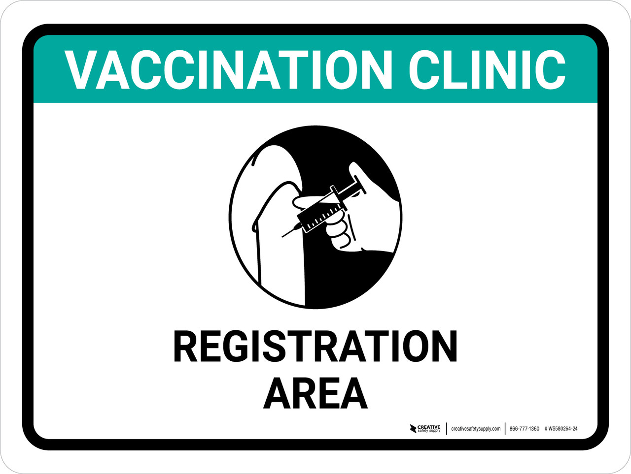 Vaccination Clinic: Registration Area Green Landscape - Wall Sign