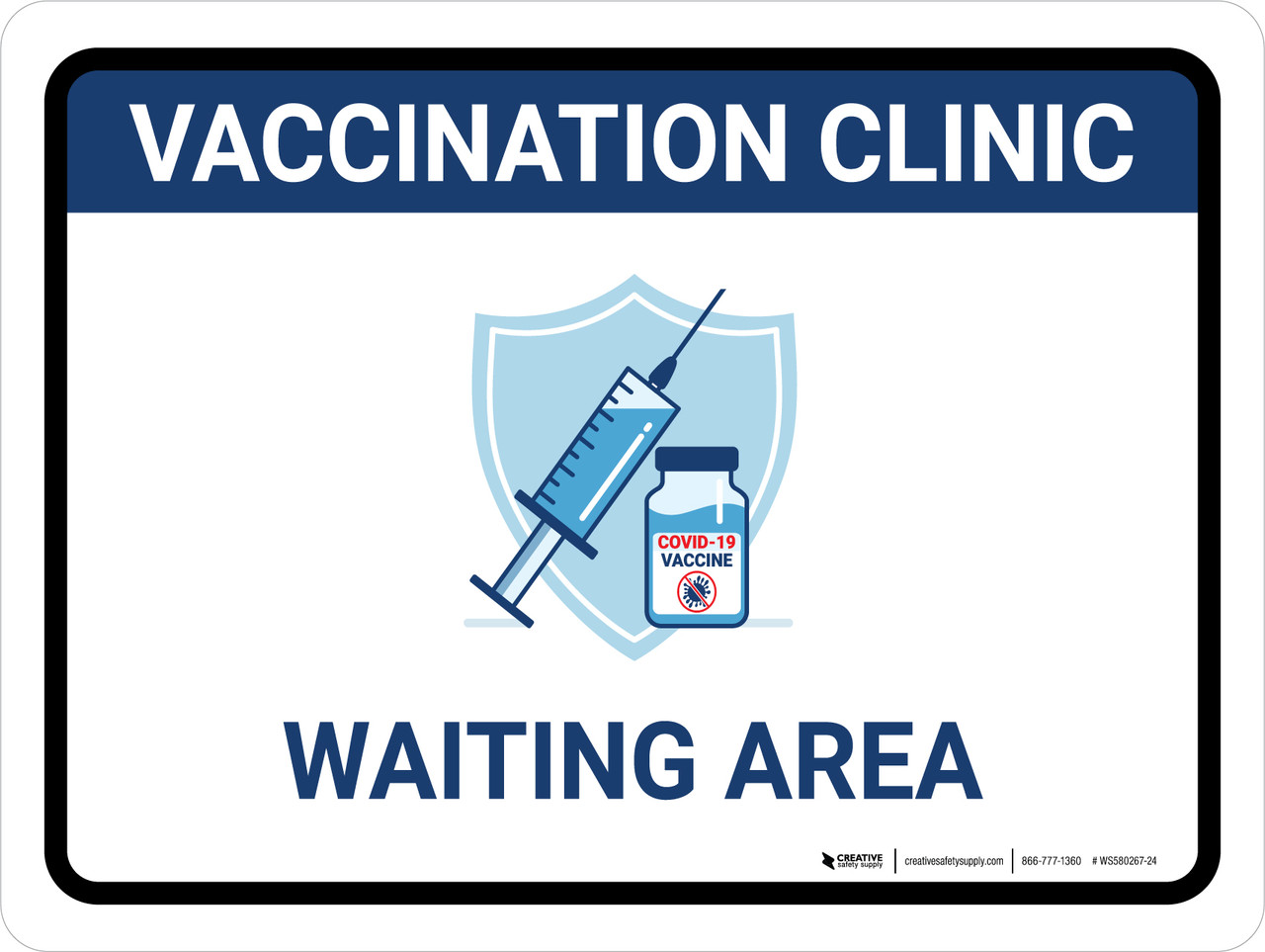 Vaccination Clinic: Waiting Area Blue Landscape - Wall Sign | Creative ...