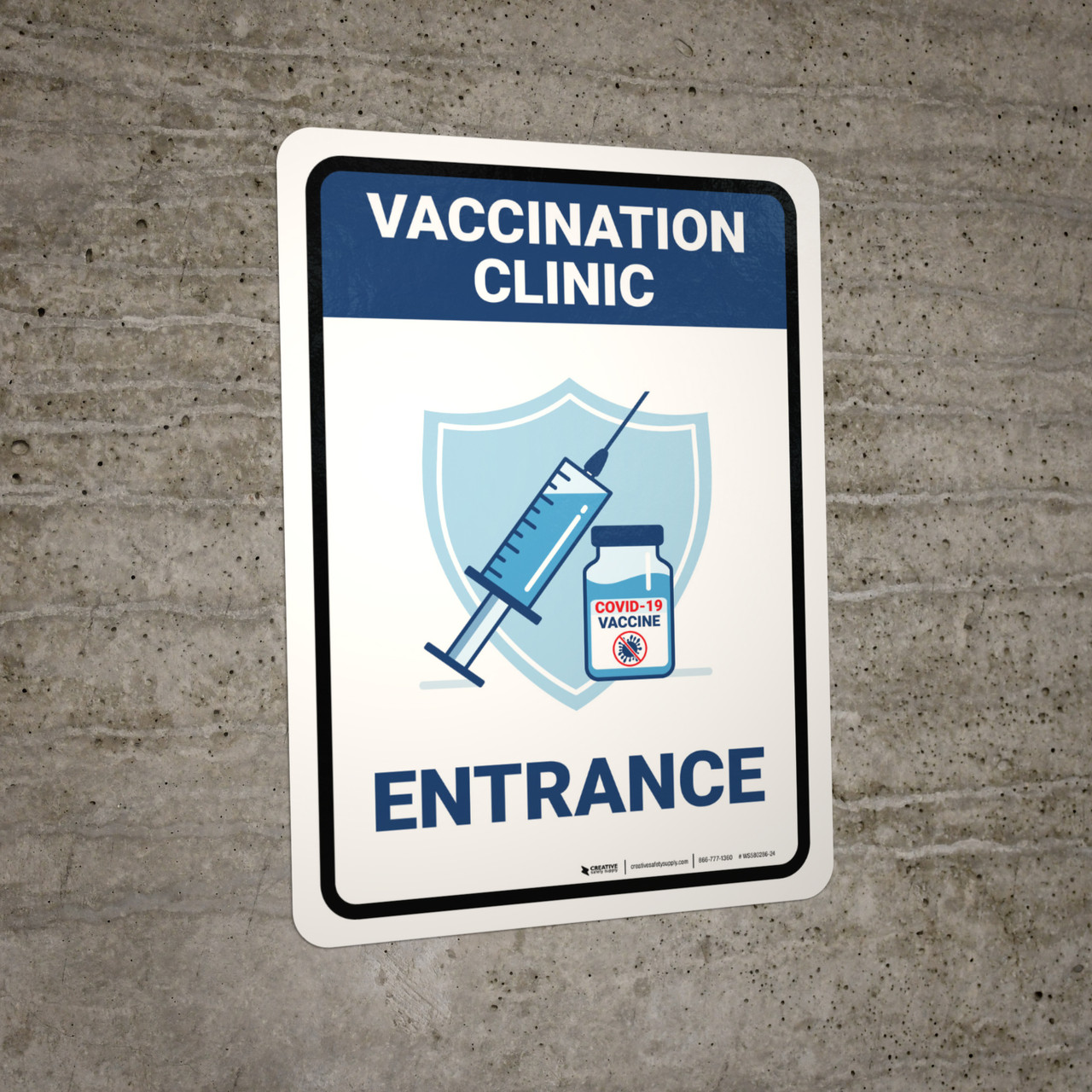 Vaccination Clinic: Entrance Blue Portrait - Wall Sign