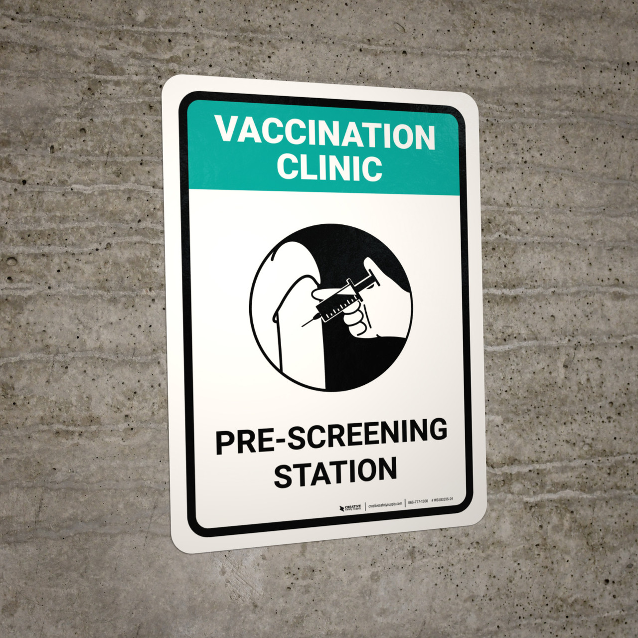 Vaccination Clinic: Pre-Screening Station Green Portrait - Wall Sign