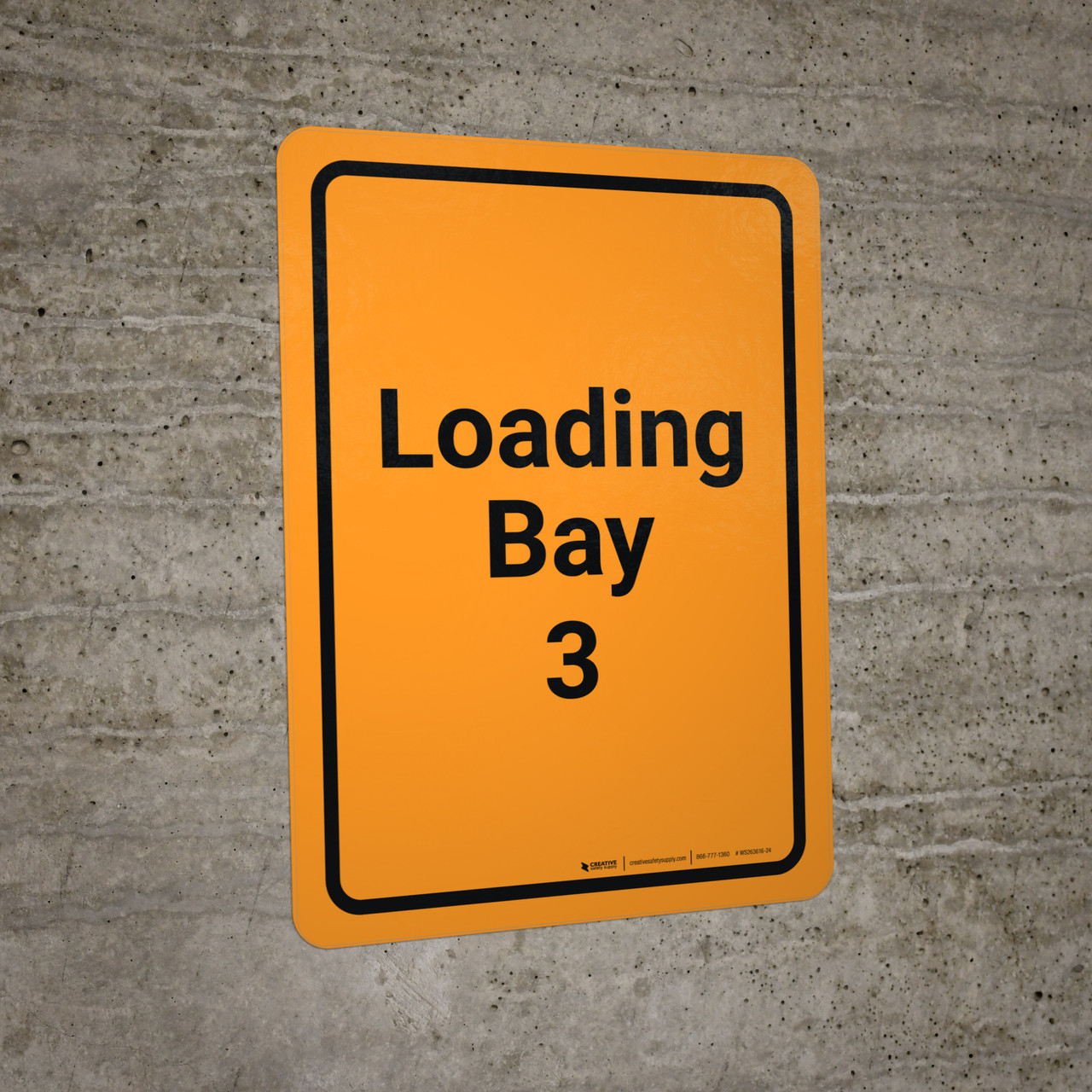 Loading Bay 3 Orange Portrait - Wall Sign