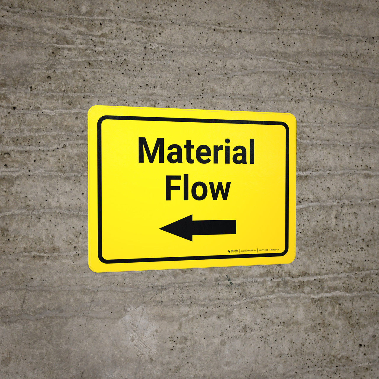 Material Flow - Arrow Left Yellow Landscape - Wall Sign | Creative ...