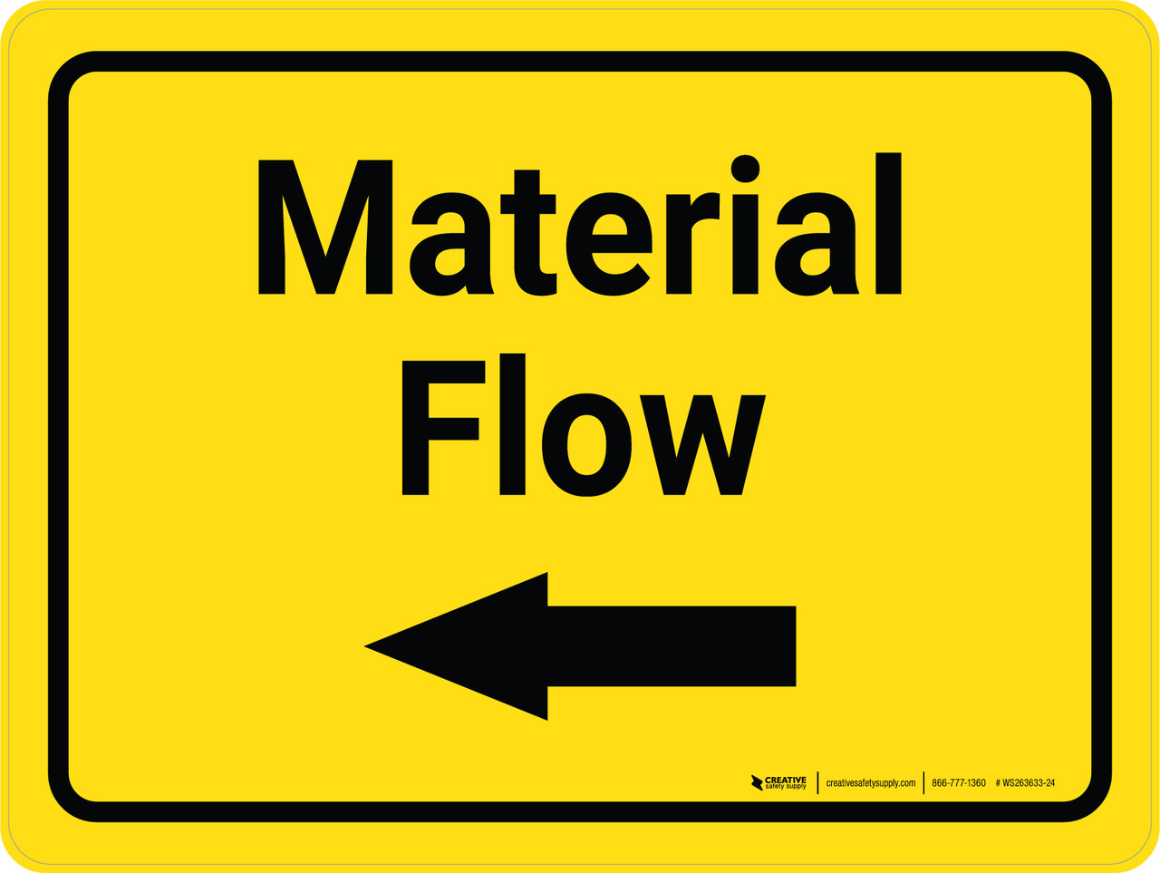 Material Flow - Arrow Left Yellow Landscape - Wall Sign | Creative ...