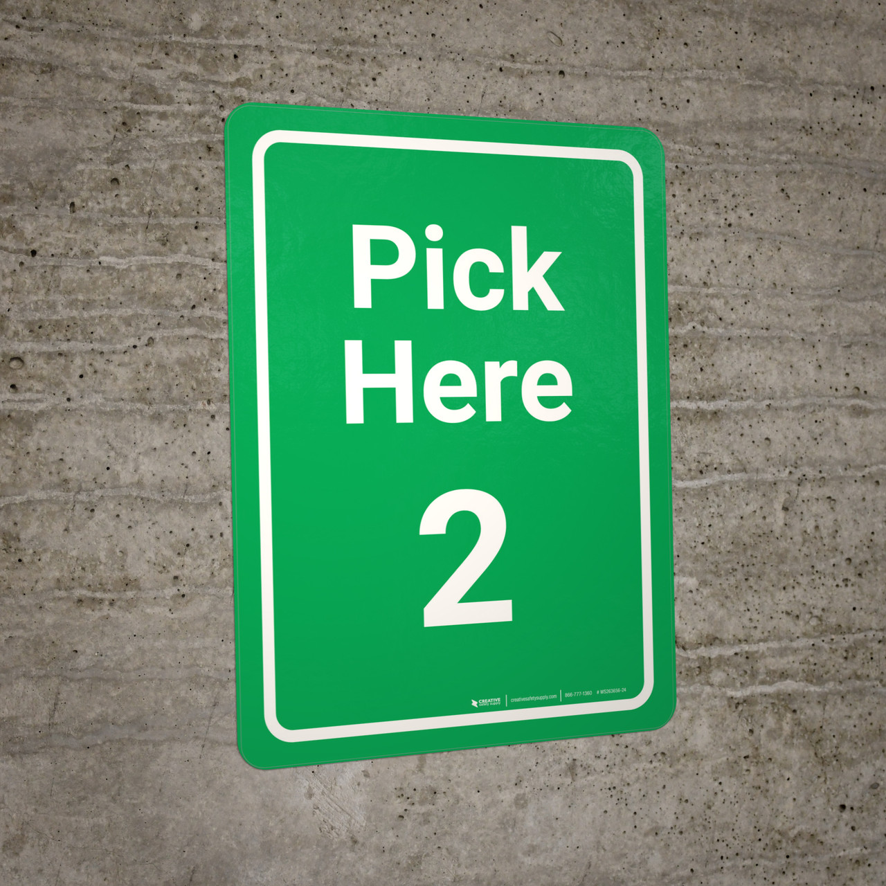 Pick Here 2 Green Portrait - Wall Sign