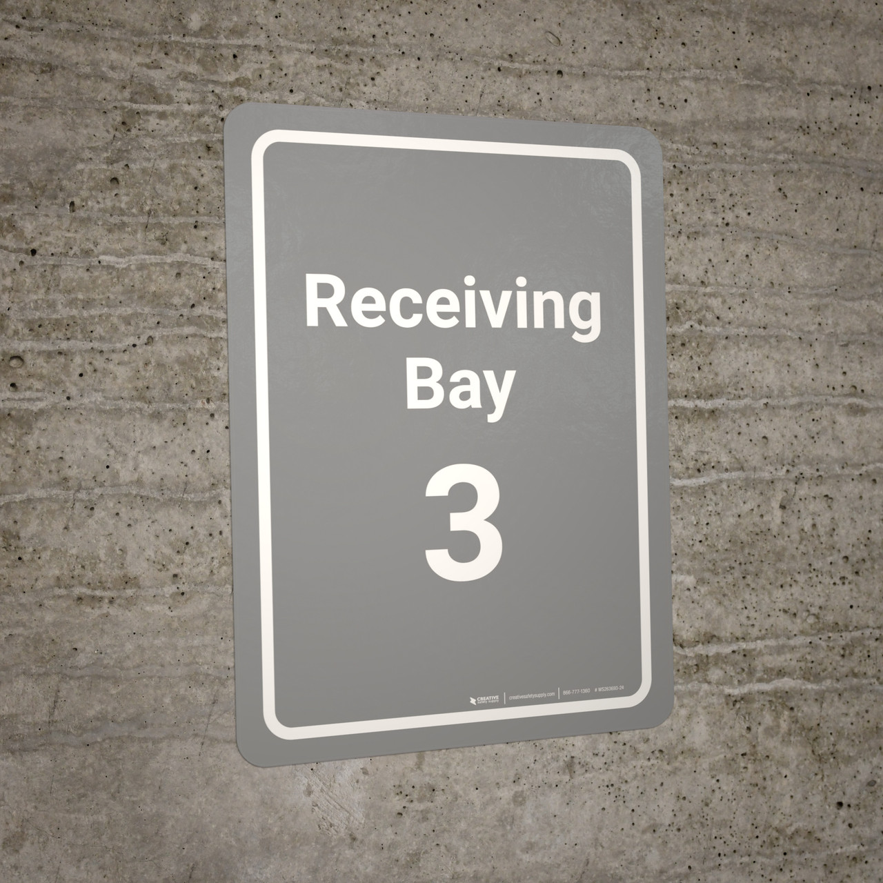 Receiving Bay 3 Grey Portrait - Wall Sign