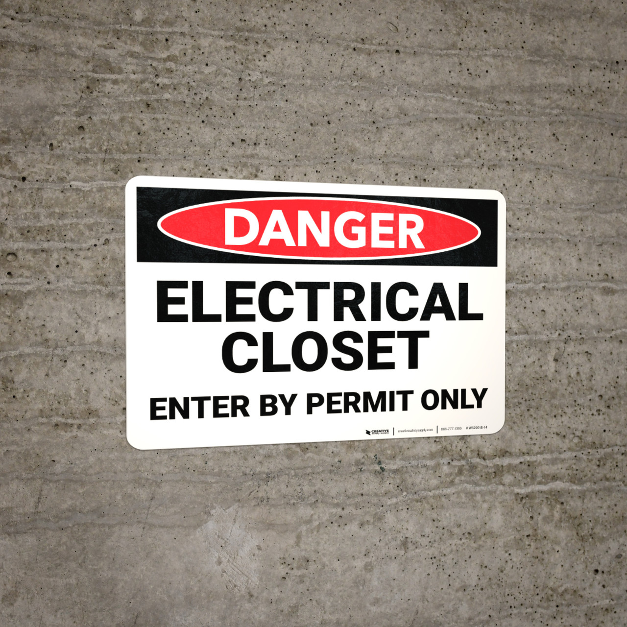 Danger: Electrical Closet Enter By Permit Only - Wall Sign
