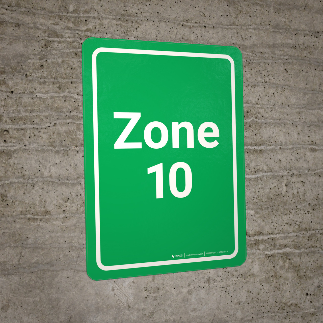 Zone 10 Green Portrait - Wall Sign | Creative Safety Supply