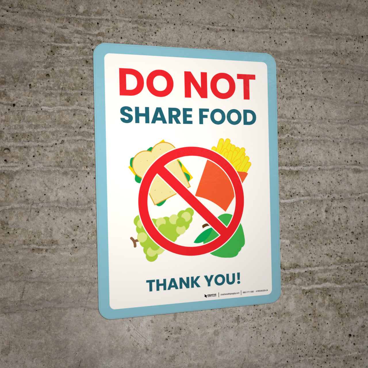 Do Not Share Food - Thank You Portrait - Wall Sign | Creative Safety Supply