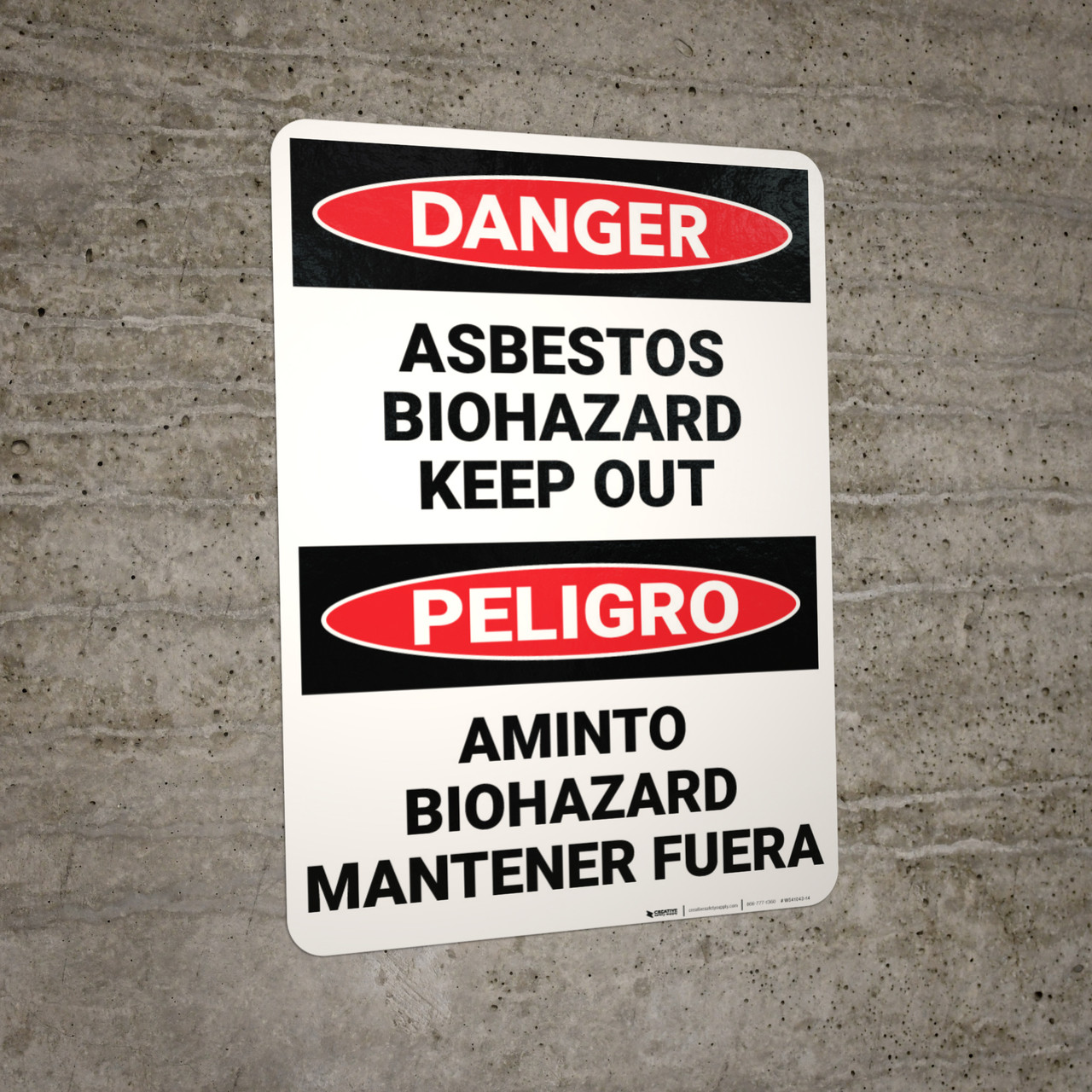 Danger: Asbestos Biohazard Keep Out Bilingual Spanish - Wall Sign ...