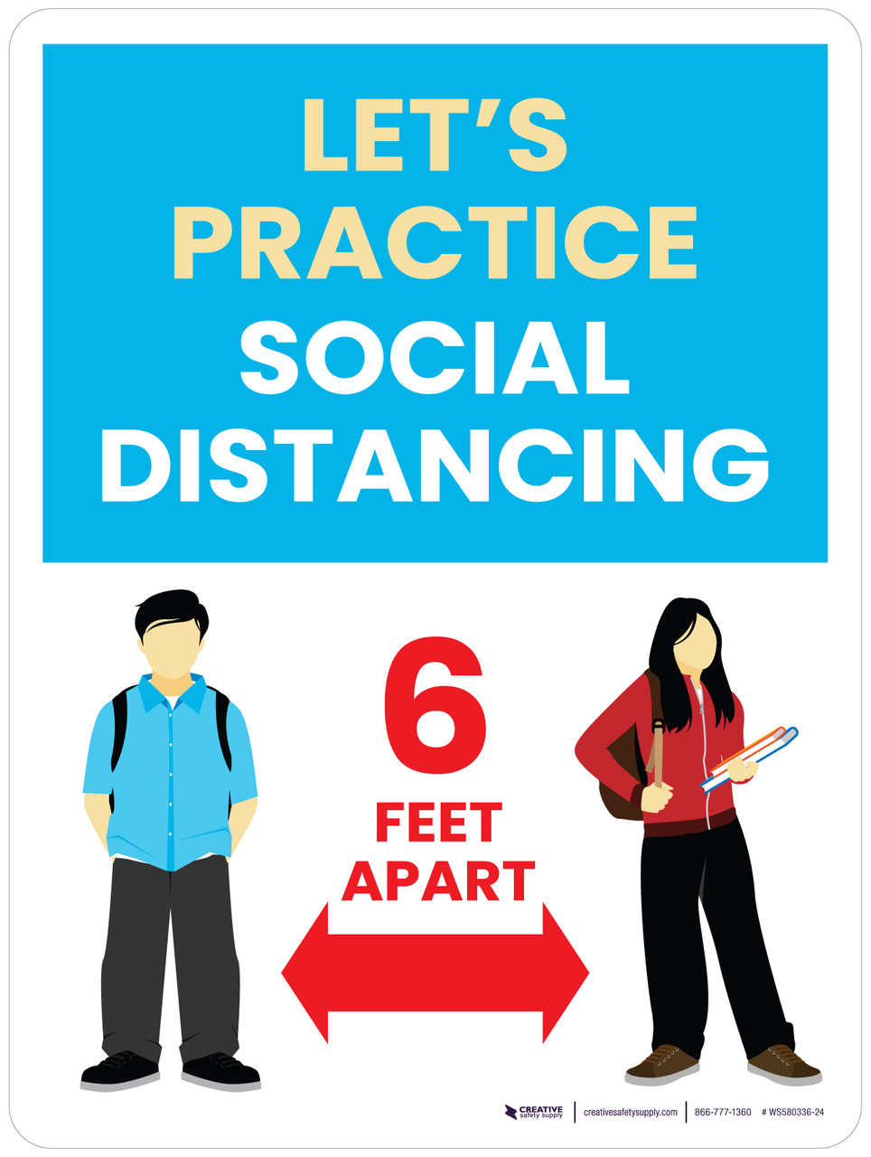 School Safety: Lets Practice Social Distancing - 6 Feet Apart Blue ...